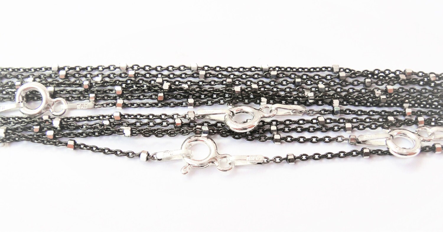 925 sterling silver 2 tone GunMetal/Silver 20 chain | Etsy