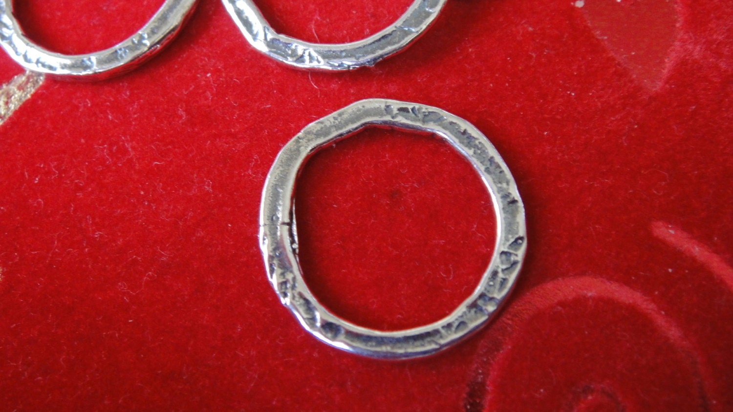 2 Pc 925 Sterling Silver Circle Ring - Circle Connector Link, Hammered ...