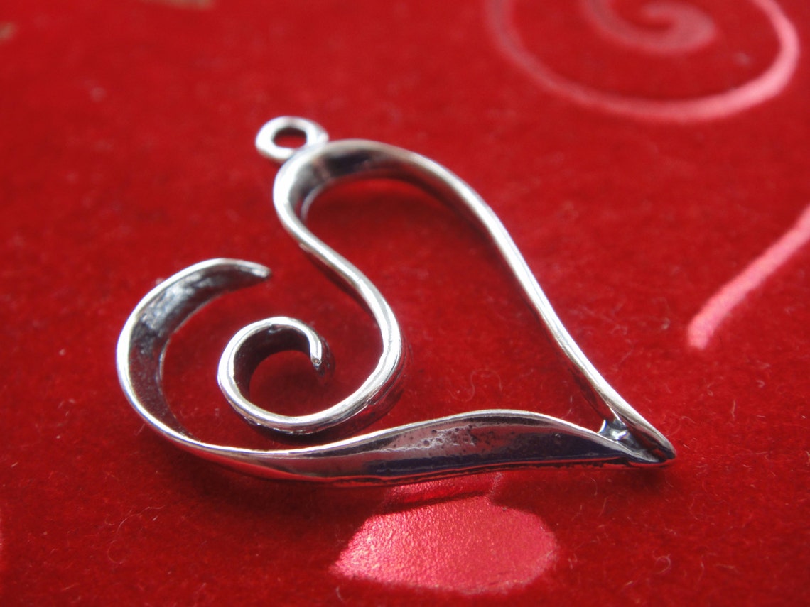 925 Sterling Silver Heart Charm, Silver Heart, Heart, Sterling Silver ...