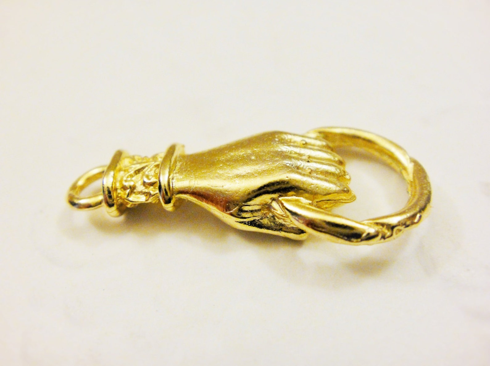 Vermeil, 18k Gold Over 925 Sterling Silver Hand Holding Ring Connector ...