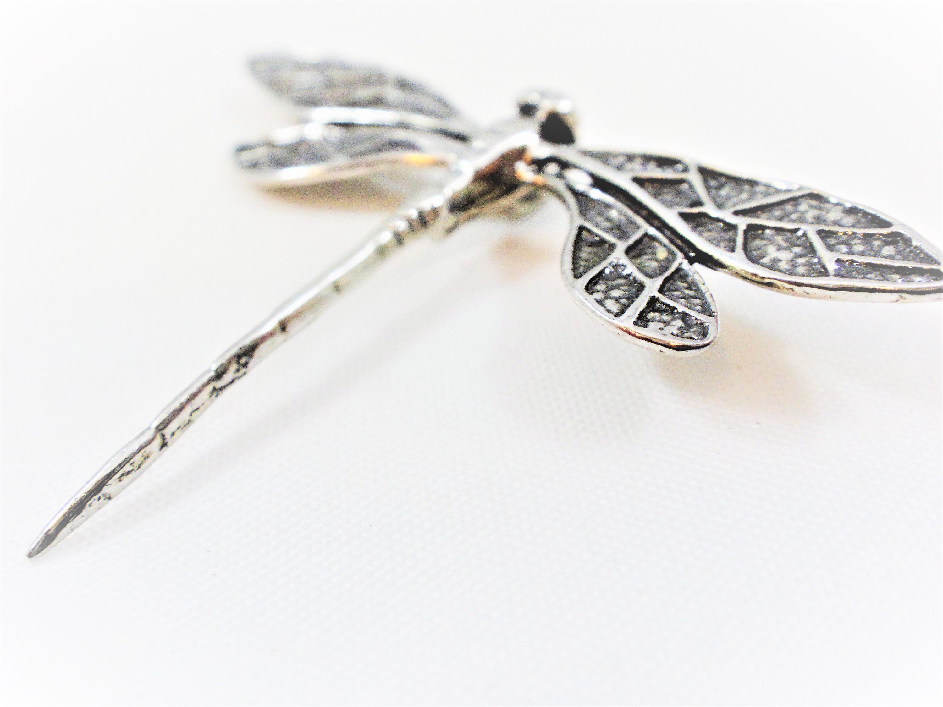925 Sterling Silver Large Dragonfly Insect Silver Oxidized | Etsy