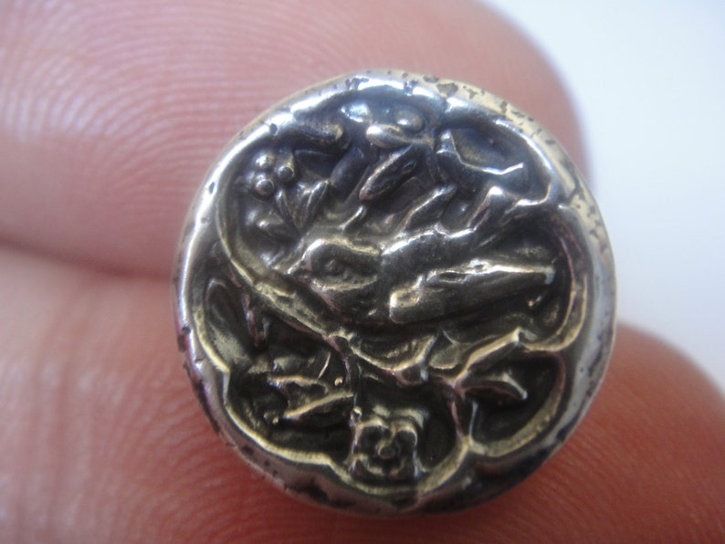 925 Sterling Silver Oxidized Button 1 Pc. Silver Bird Button | Etsy