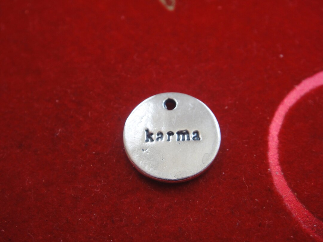 2pcs 925 Sterling Silver Karma Circle Disc Charm - 11mm, Karma Stamped ...