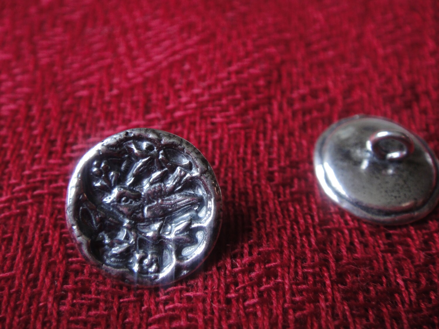 925 Sterling Silver Oxidized Button 1 Pc. Silver Bird Button - Etsy