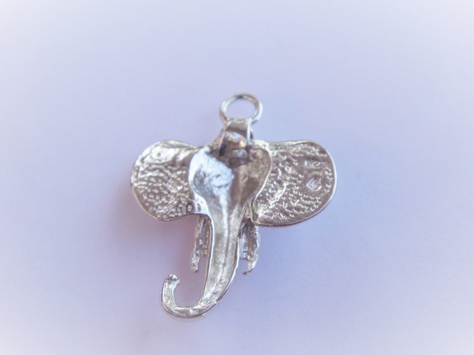 925 Sterling Silver BRIGHT SILVER Elephant Head Charm Animal - Etsy