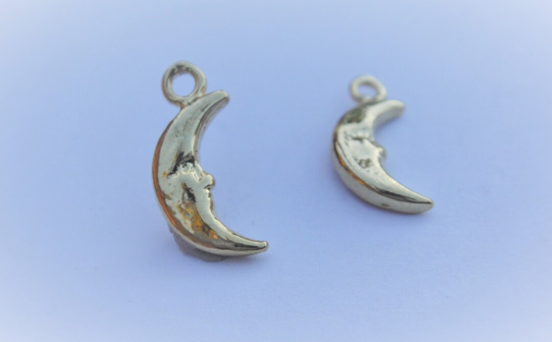 2 PC Vermeil, 18k Gold Over 925 Sterling Silver Half Moon Charms, Shiny ...