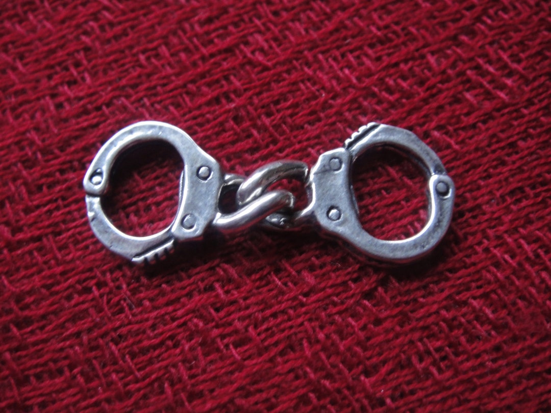 925 Sterling Silver Oxidized Handcuff Charm, Silver Handcuff Charm, Silver Handcuff, Handcuff ...