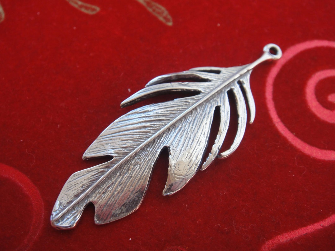 925 Sterling Silver Large Feather, Silver Large Feather, Silver Feather ...