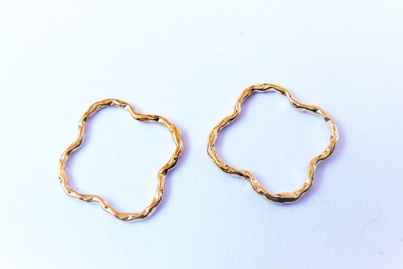 2 Pc. Vermeil, 18k Gold Over 925 Sterling Silver Textured Clover ...