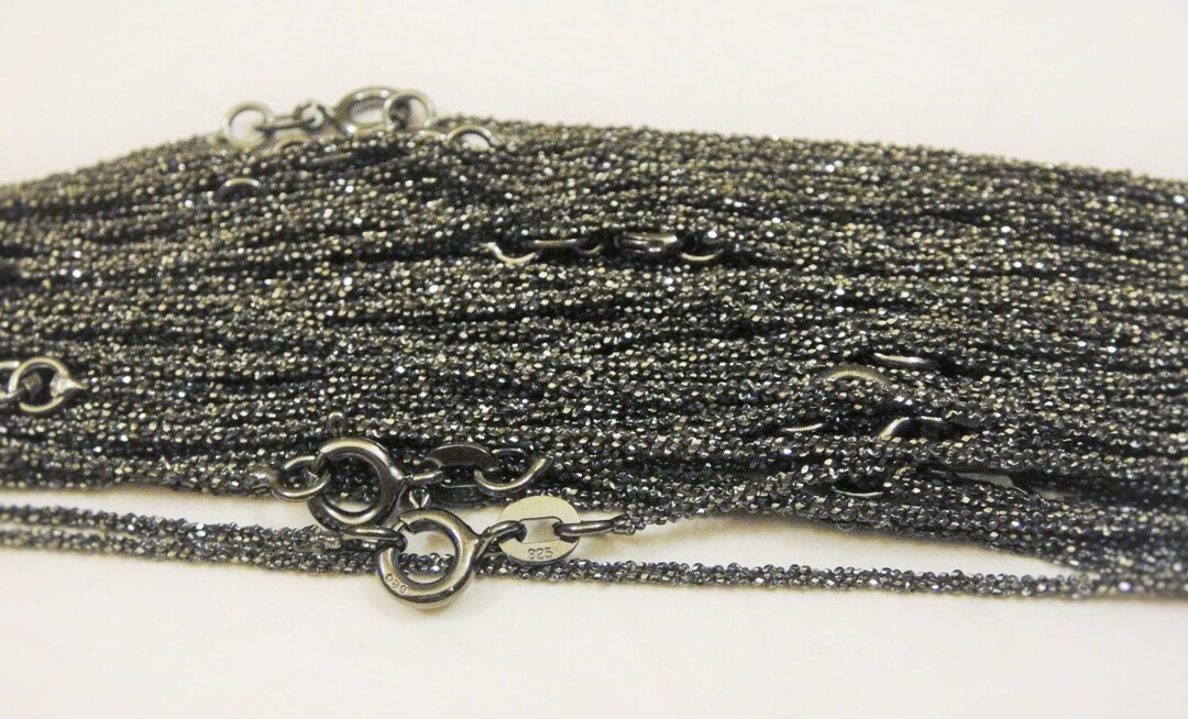 925 Sterling Silver Chain Diamond Cut Rope ( Oxidized) 1.4mm 24 Inch ...