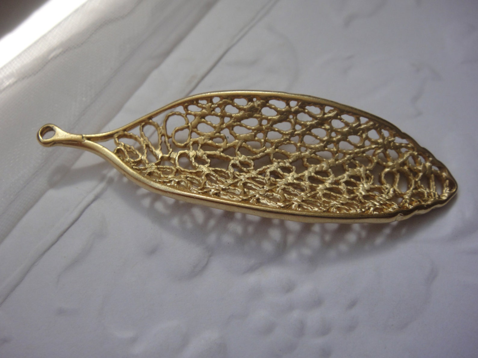 Vermeil, 18k Gold Over 925 Sterling Silver Leaf, Filigree Leaf, Gold ...