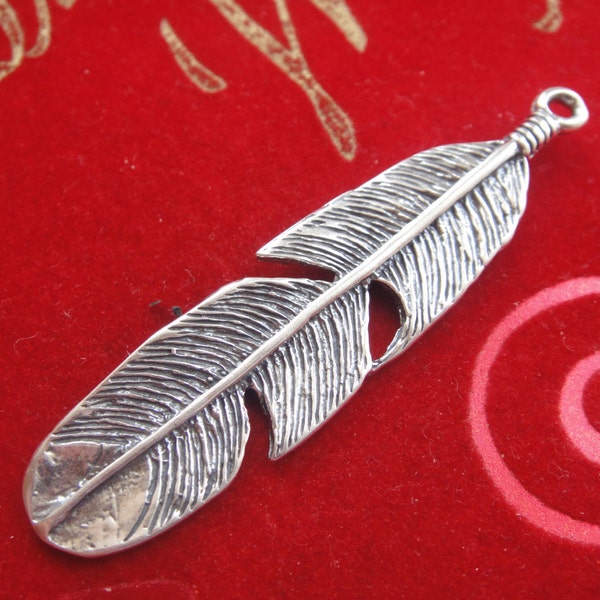 Sterling Silver Feather Charm - Etsy