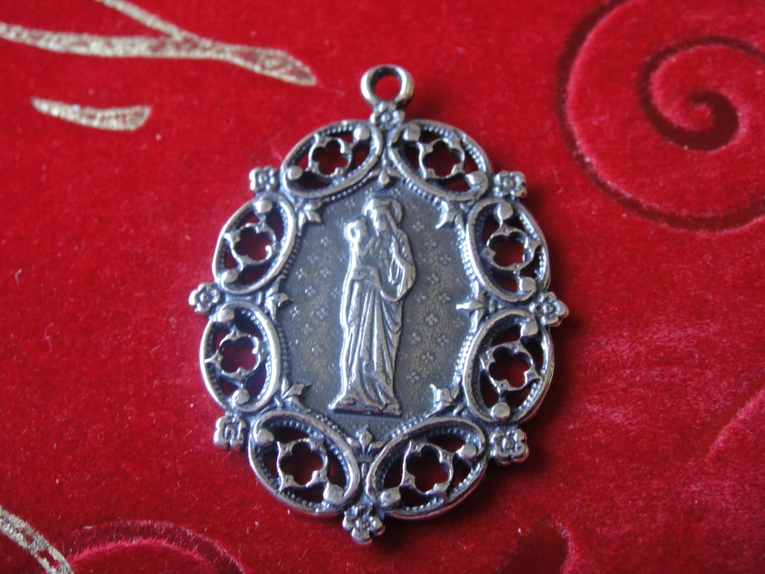 925 Sterling Silver Oxidzed Large Virgin Mary and Jesus Pendant, Large ...