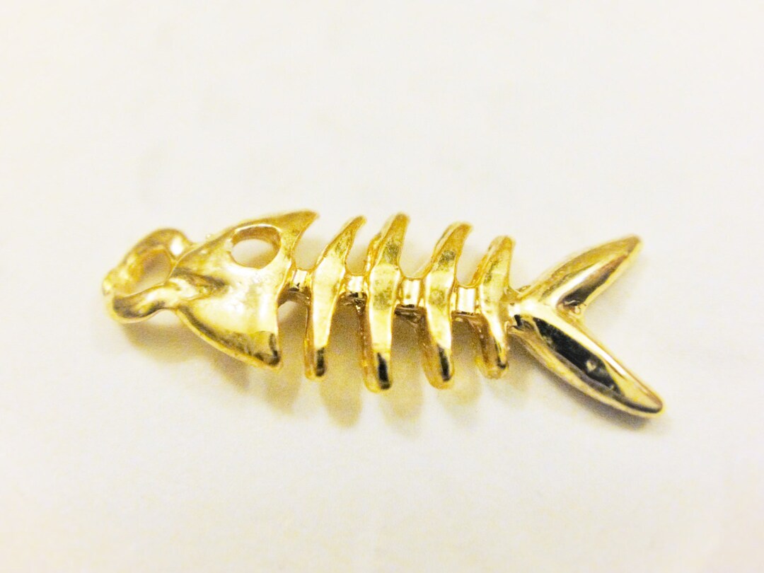 Vermeil, 18k Gold Over 925 Sterling Silver Fishbone, Shiny Gold ...