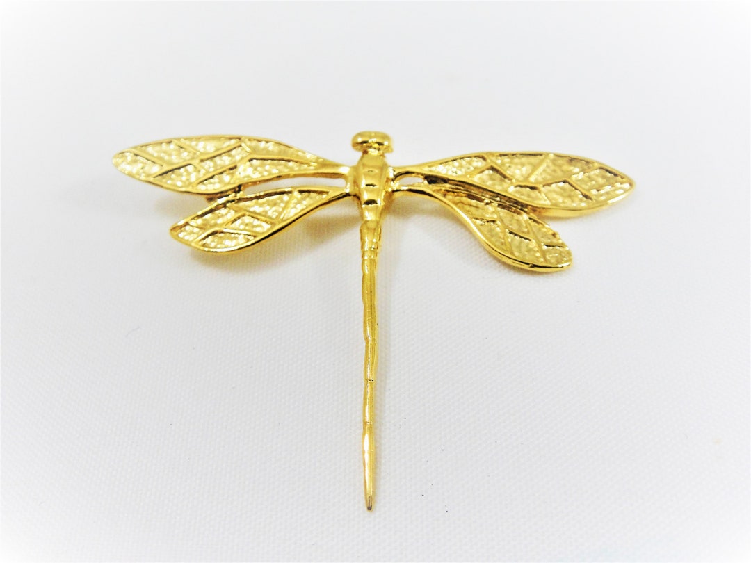 Vermeil, 18k Gold Over 925 Sterling Silver Large Dragonfly Insect ...