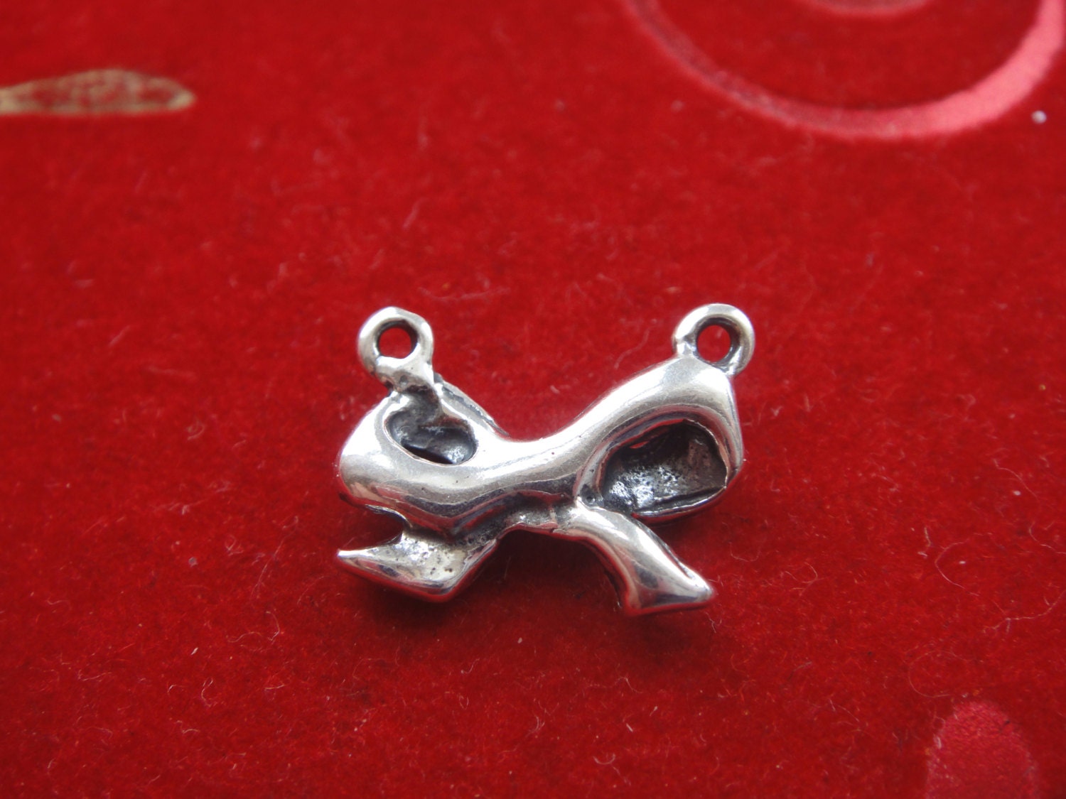 925 Sterling Silver Oxidized Bow Charm Connector Sterling Silver Bow ...