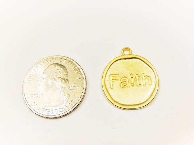 Vermeil 18k Gold Over 925 Sterling Silver Faith Disc Charm, Matte Gold ...