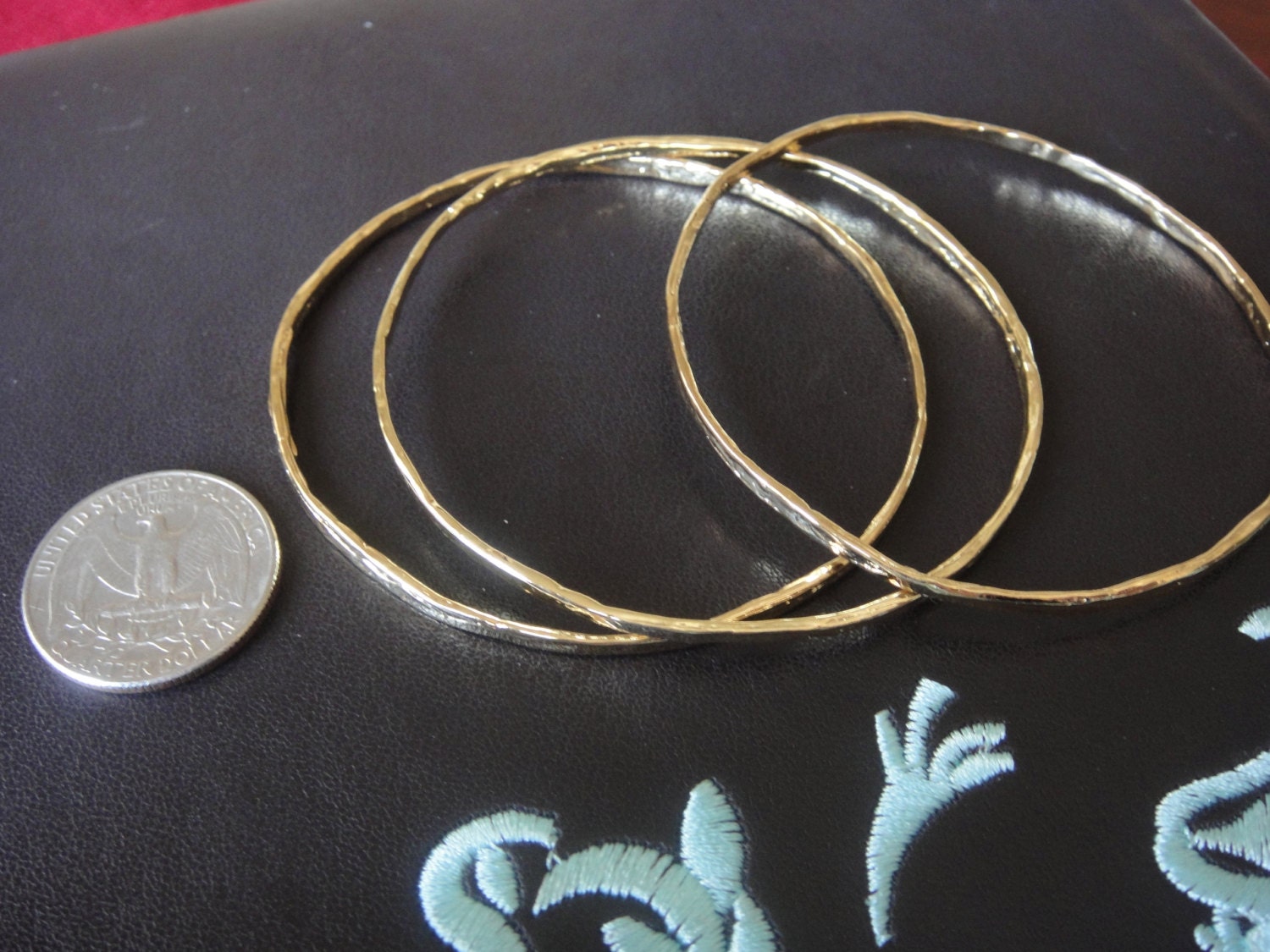 1 Pc. Vermeil, 18k Gold Over 925 Sterling Silver Hammered Bangle ...