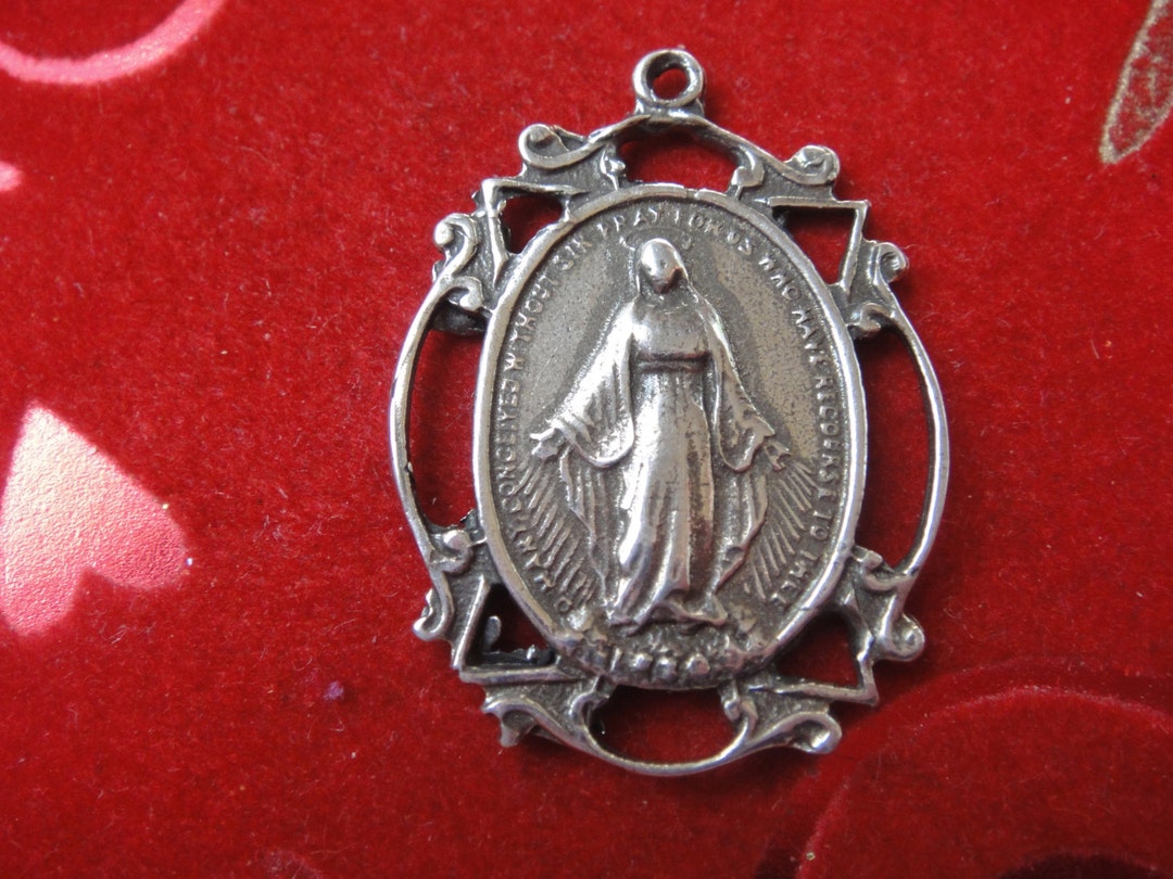 925 Sterling Silver Oxidized Virgin Mary Pendant, Silver Virgin Mary ...