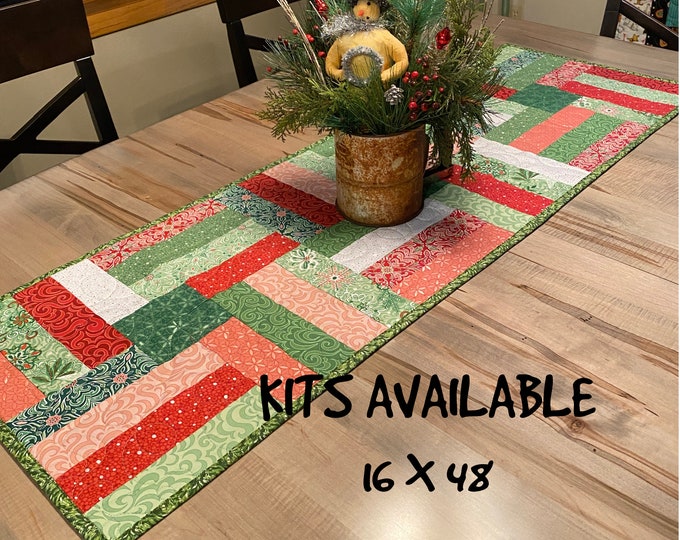 Christmas Table Runner KIT 16 X 48, Fabrics and Pattern, Beginner Table ...