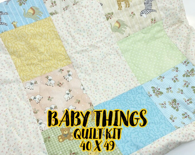 Newborn Baby Boy Quilt KIT With Precut Fabrics and Pattern Easy to Sew Baby Quilt Gender Neutral ...