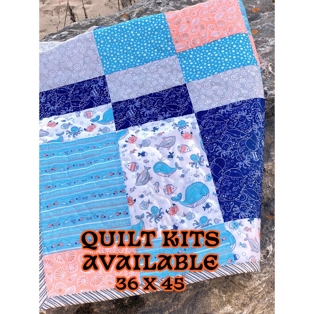 Easy Baby Quilt KIT With Precut Fabrics and Pattern Under the Sea Theme ...