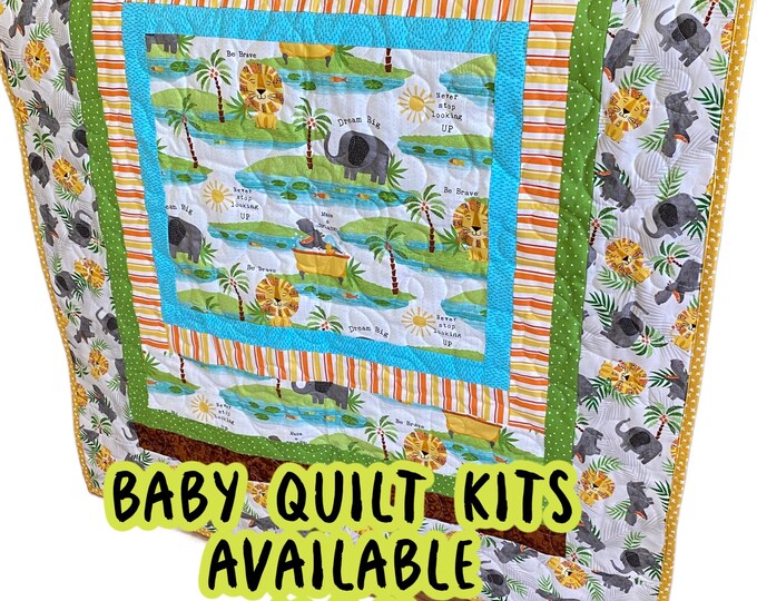 Elephant Baby Quilt Kit: Gender Neutral Jungle Safari Pre-cut Fabrics ...