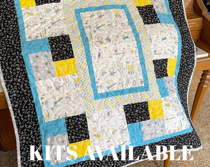 Baby Quilt Kit Gender Neutral With Pre-cut Fabrics Great New Baby Gift ...