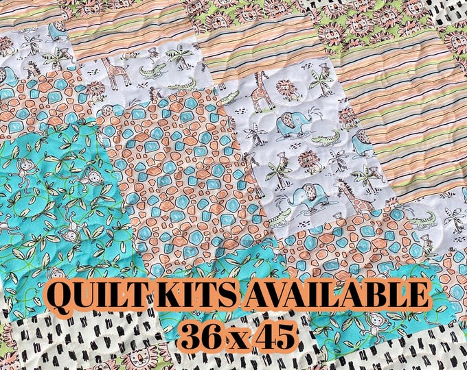 Easy Baby Quilt KIT With Precut Fabrics and Pattern, Jungle Safari ...