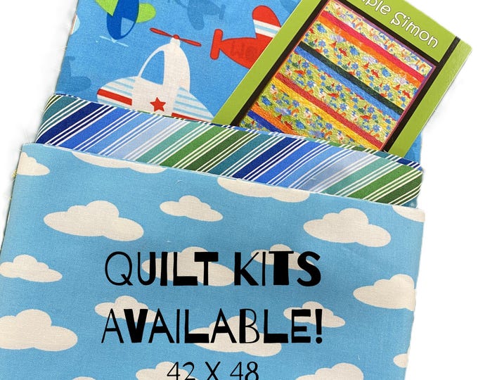 Precut Baby Boy Quilt KIT, Airplane Quilt Kit for Toddler, Easy Strip ...