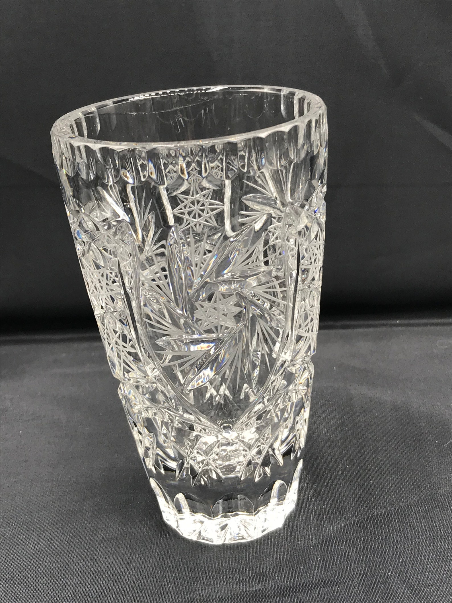 Vintage American Brilliant Cut Crystal Vase Hobstar 6 Inch | Etsy