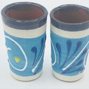 Vintage Tonala Mexican Shot Glass Set- Hand Painted Stoneware-2 Pc Set ...