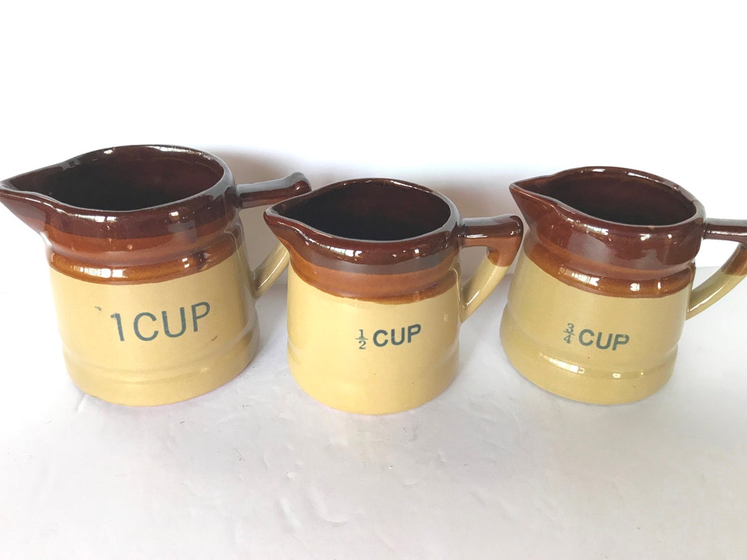 Vintage Hull Ceramic Measuring Cups 3 Pieces Beige Brown Pottery - Etsy