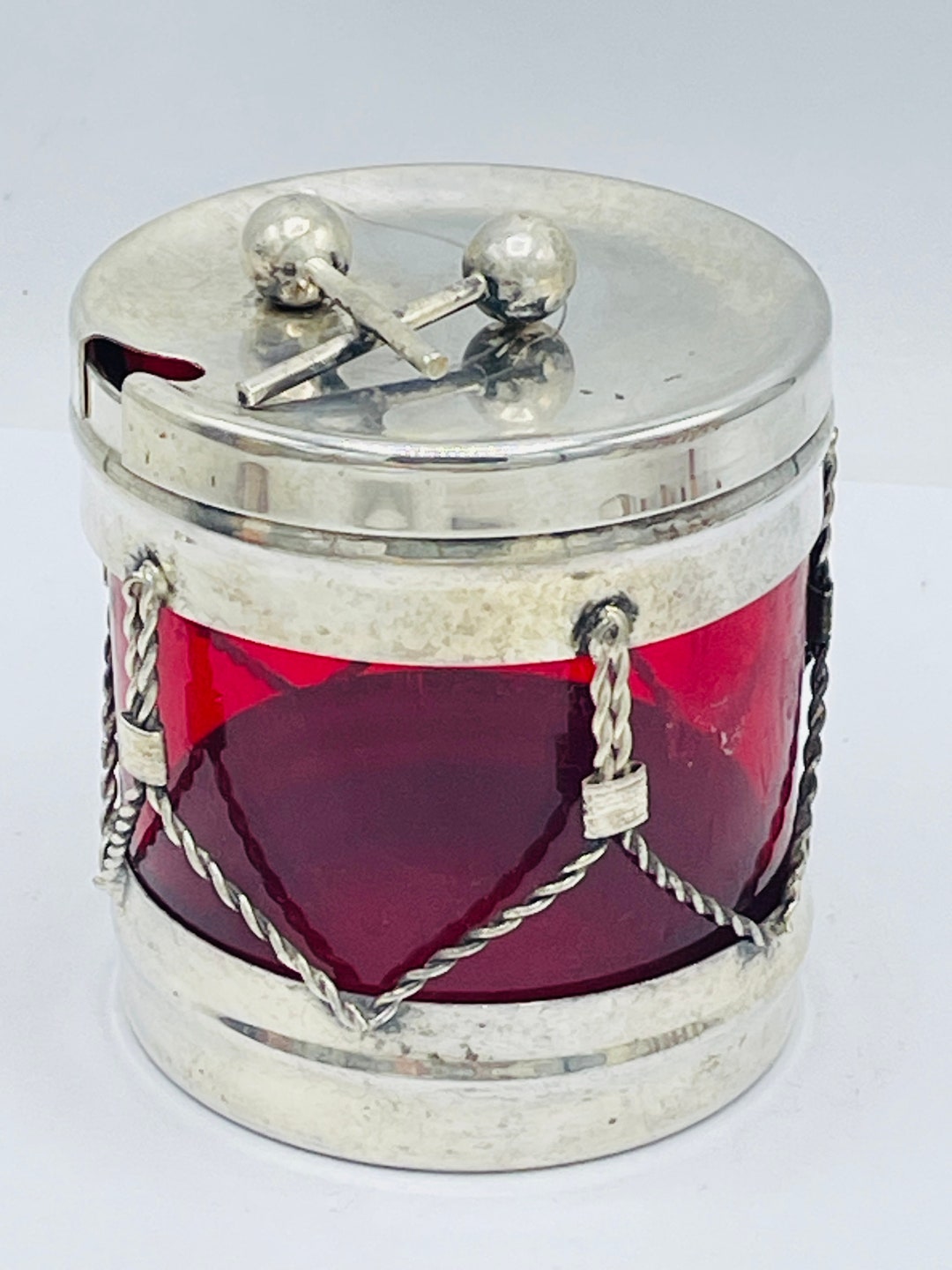 Vintage Viners International Silver Plated Red Drum Shaped Relish ...