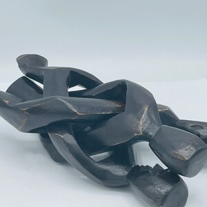 Hand Carved Wooden Interlocking Tribal Men Statue Tripod Stand - Etsy