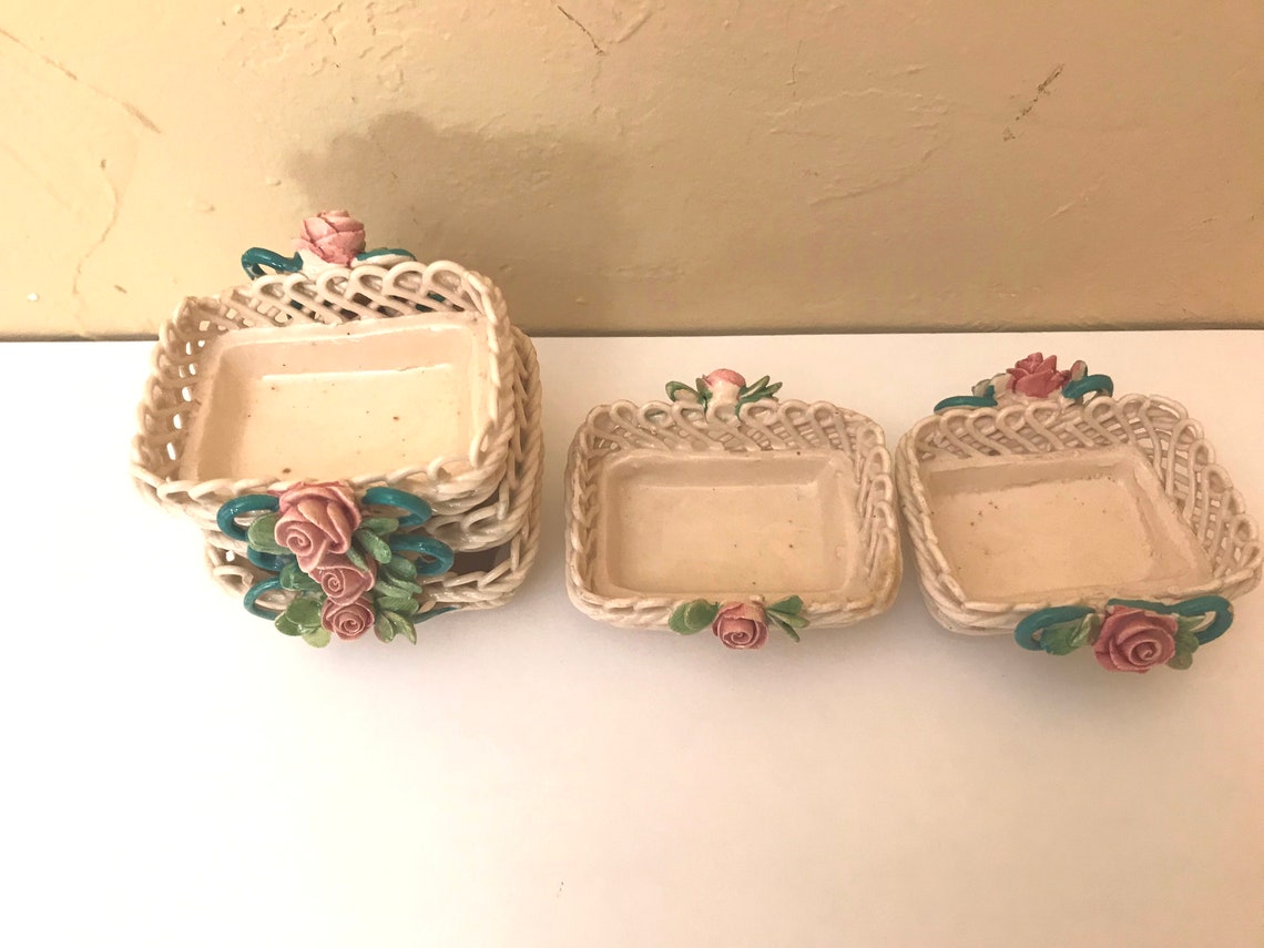 Rare Vintage 5 Ceramic Woven Italian Salt Cellars Open Salts - Etsy