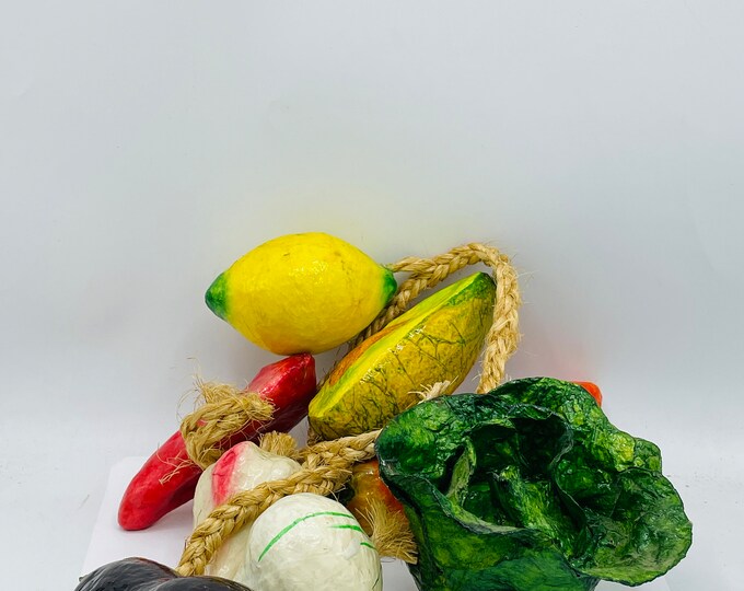 Vintage Paper Mache Vegetable Rope Wall Hanging From Mexico 31 - Etsy