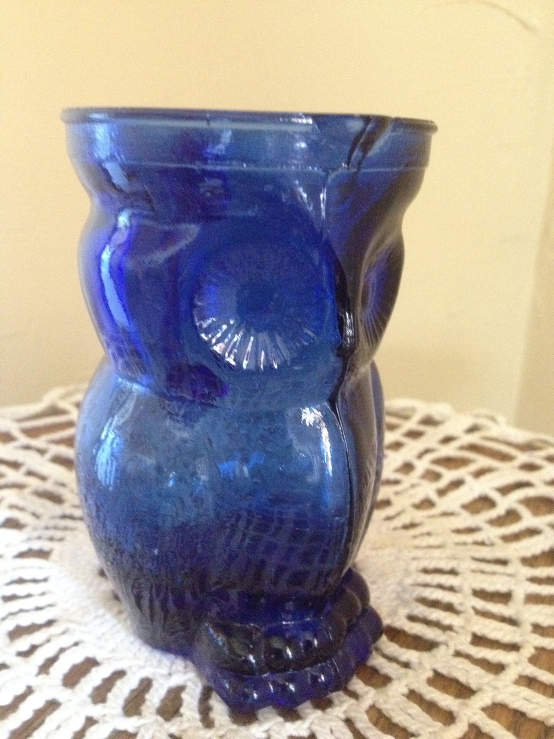 Vintage Cobalt Blue Glass Owl Shaped Small Pitcher 4 Tall - Etsy