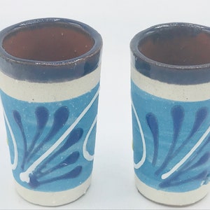 Vintage Tonala Mexican Shot Glass Set- Hand Painted Stoneware-2 Pc Set ...