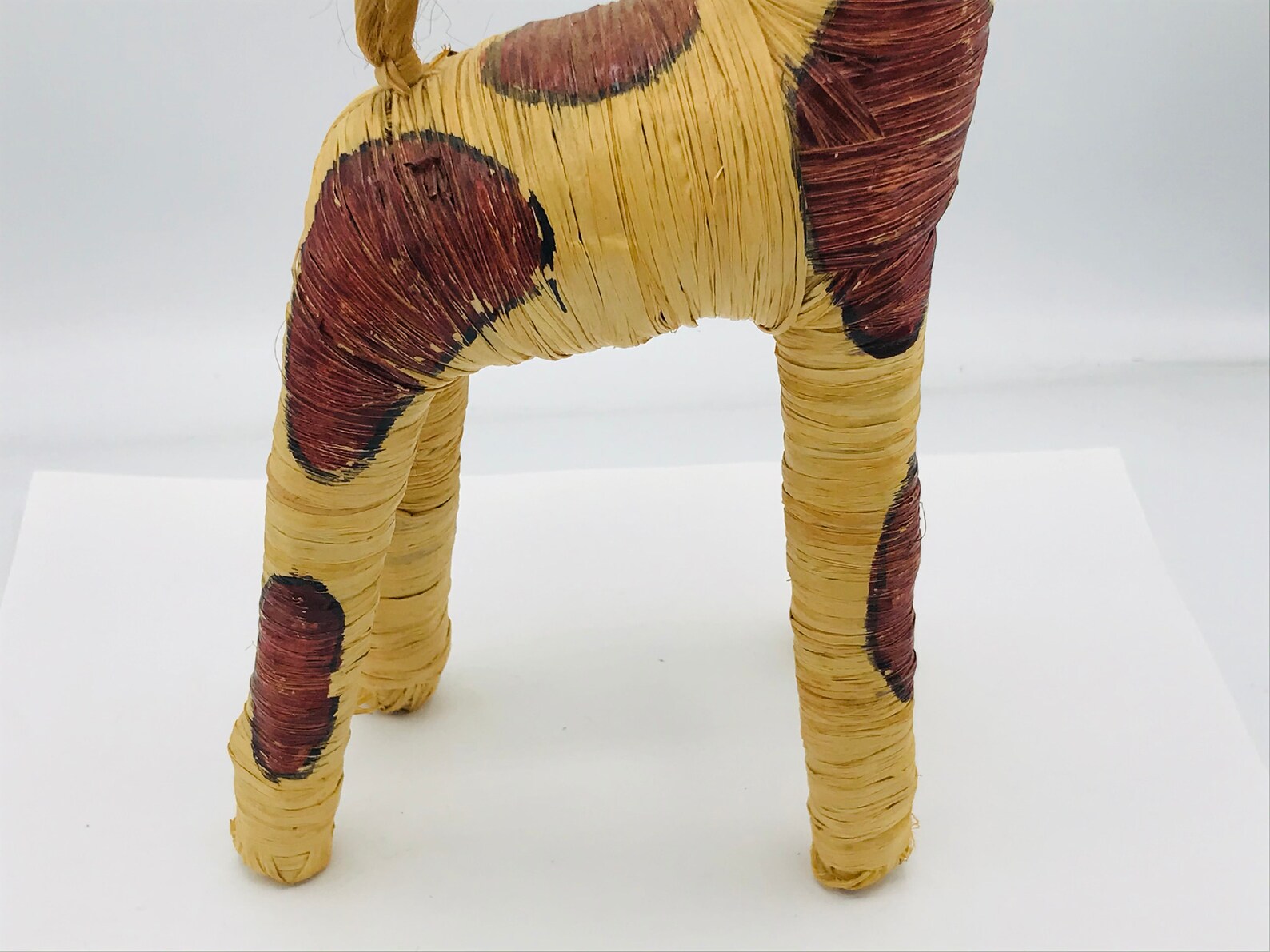 Vintage African Folk ART Dark Red Spots Yellow Raffia Giraffe - Etsy