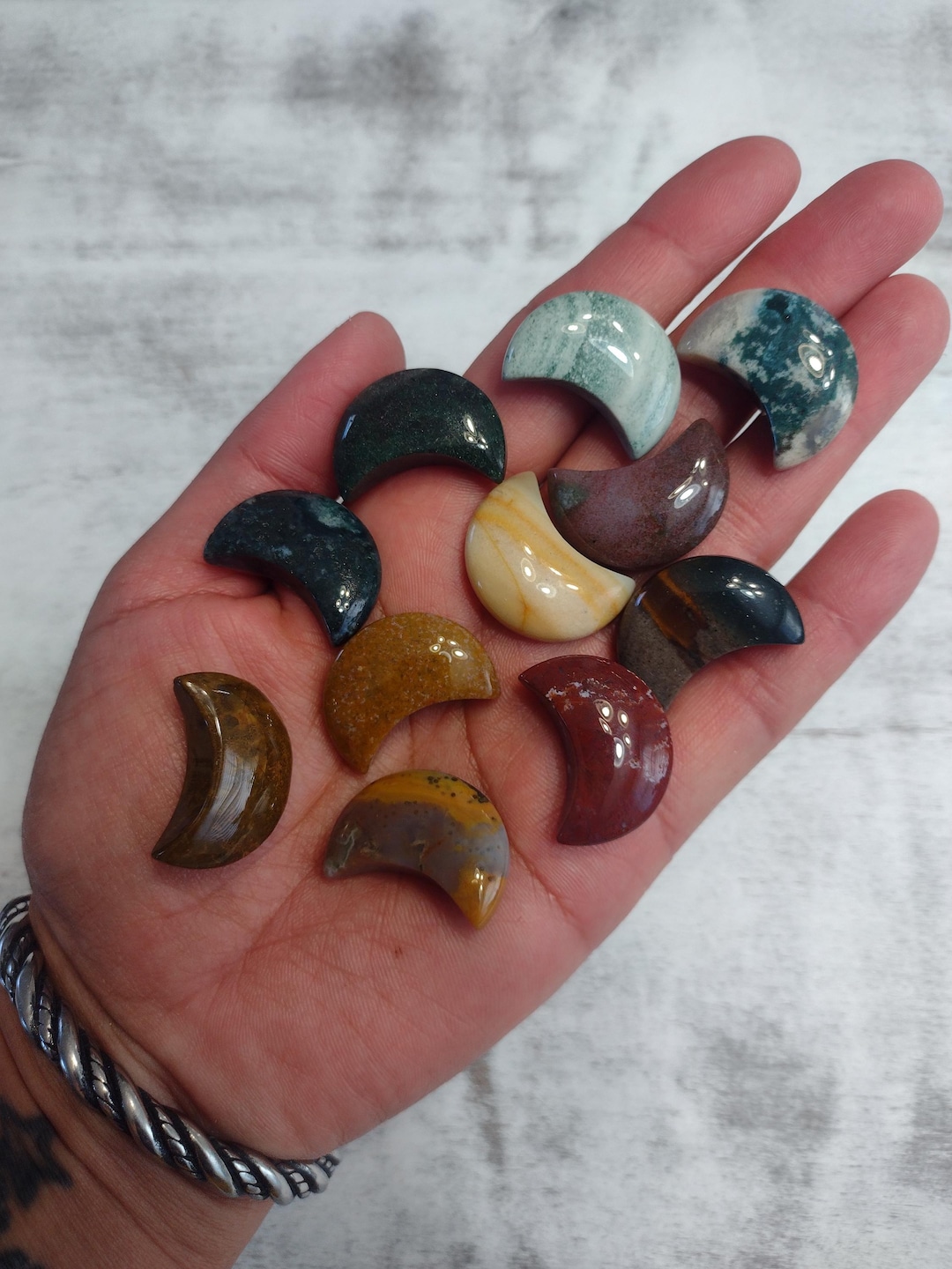 Ocean Jasper Moon, Ocean Jasper Carving, Ocean Jasper Stone, Carved ...