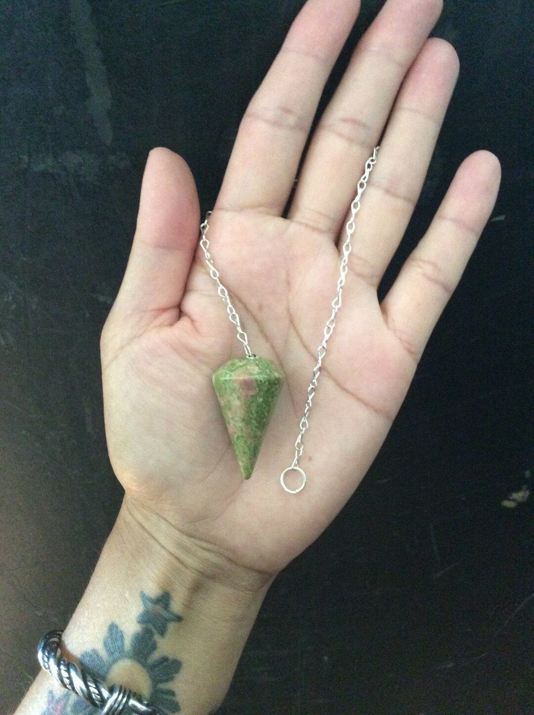 Unakite Pendulum & Chain, Crystal Pendulum, Dowsing, Divination - Etsy