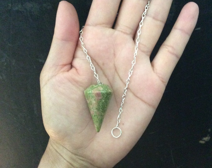Unakite Pendulum & Chain, Crystal Pendulum, Dowsing, Divination - Etsy