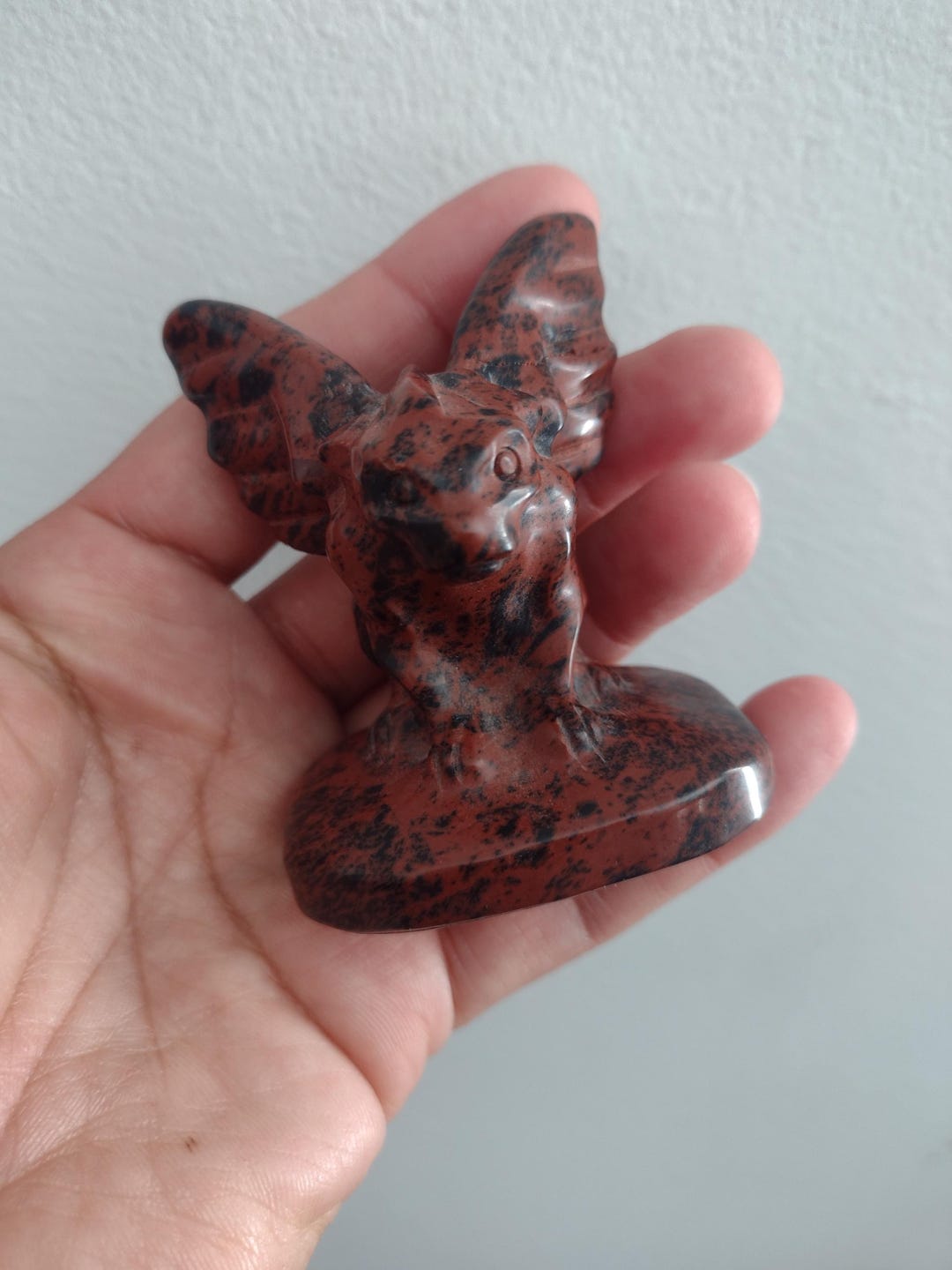 Mahogany Crystal Gargoyle, Stone Gargoyle, Mahogany Obsidian Carving ...