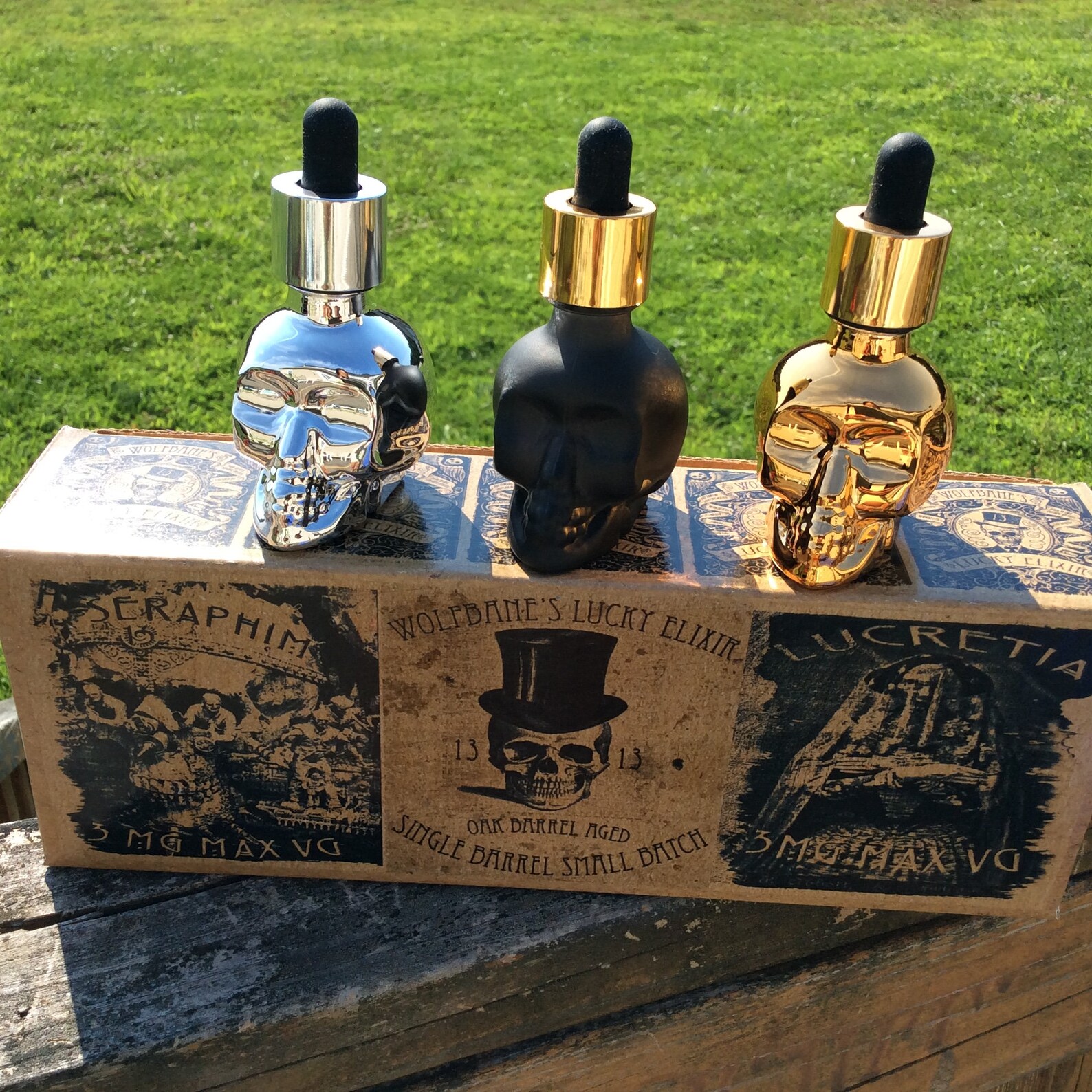 1 Oz Gold Silver Black - Glass Skull Bottle, Skull Dropper, Skull ...