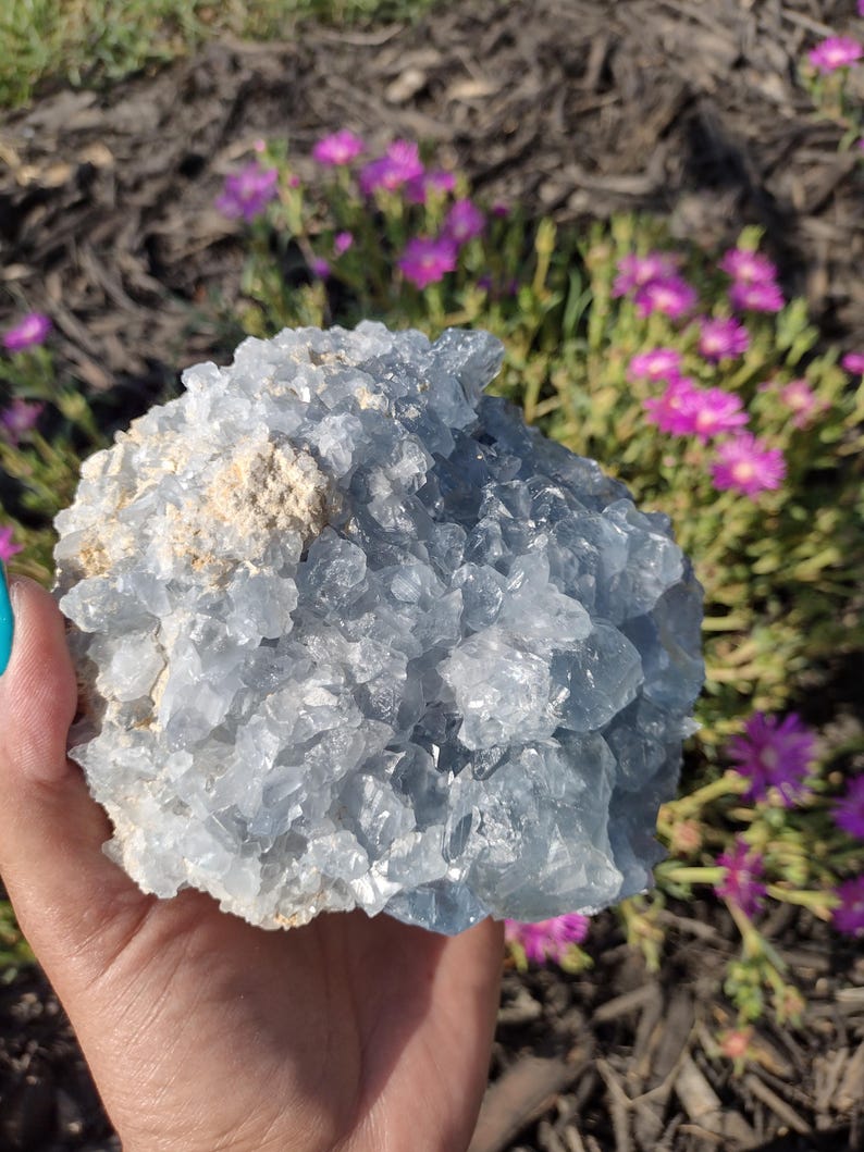 XL Celestite Cluster Raw Crystal Celestite Specimen Blue Cluster Raw ...