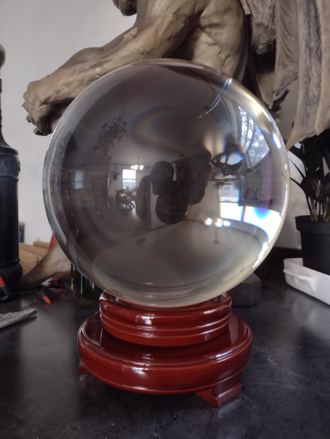 Huge 200mm CRYSTAL BALL, Crystal Ball With Stand, Clear Gazing Sphere ...