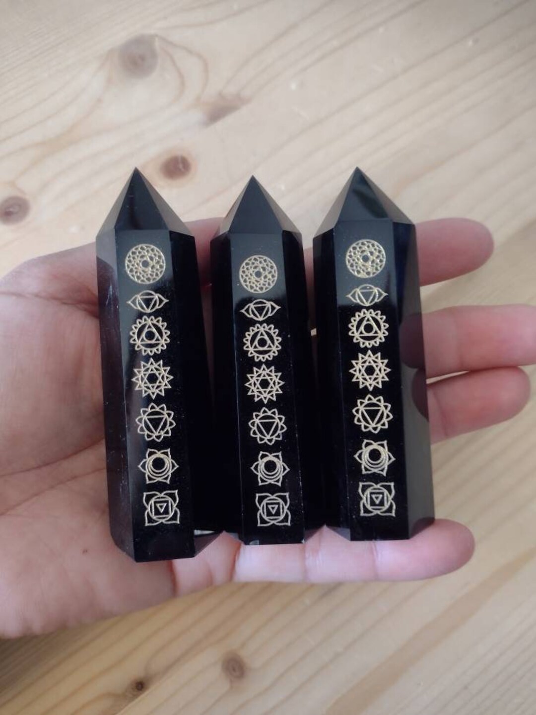 Etched Obsidian Tower Chakra Tower Charkra Crystal Obsidian - Etsy