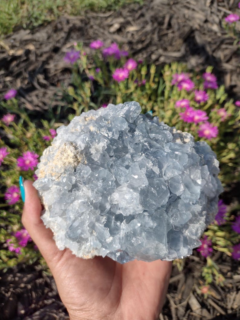 XL Celestite Cluster Raw Crystal Celestite Specimen Blue Cluster Raw ...