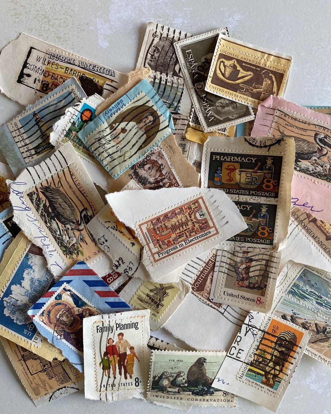 Vintage Postage Stamps Bundle, Assortment of 100+ Stamps. Torn From ...